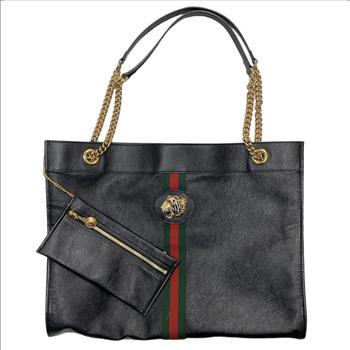 GUCCI RAJAH TIGER HEAD LARGE LEATHER HANDBAG | Property Room
