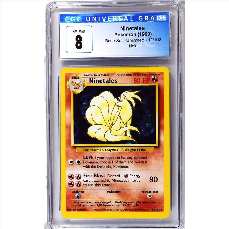 1999 Pokemon NINETALES #12 HOLO RARE - Base Set - CGC MINT 8 | Property ...