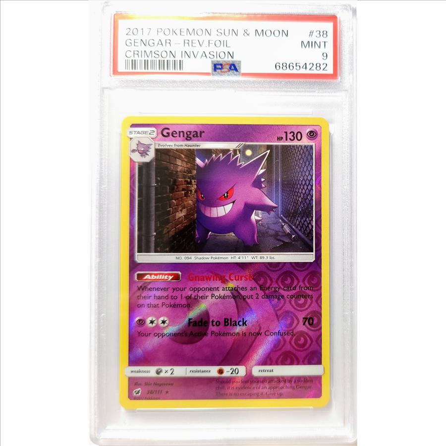 2017 Pokemon GENGAR #38 - Crimson Invasion - REVERSE FOIL RARE - PSA ...