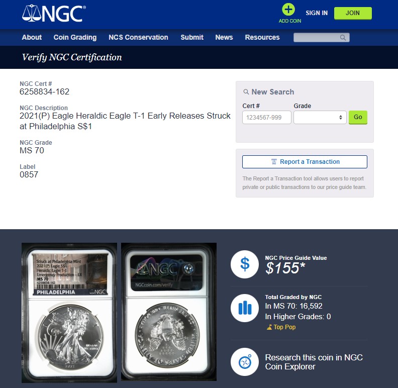 2021(P) Silver Eagle Heraldic Eagle T-1 Early Releases Emergency Strike ...