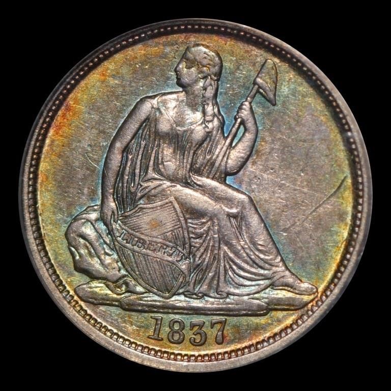 1837 Liberty Seated No Star, Large Date Dime 10c - SEGS MS62 ...