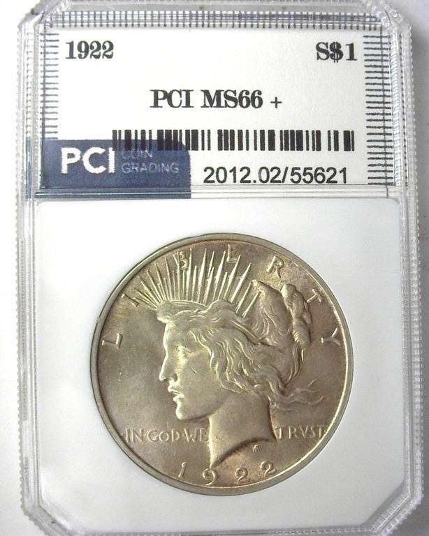 1922 Peace Dollar $1 - PCI MS66+ PCGS Price Guide $2,500.00 - Reserve ...