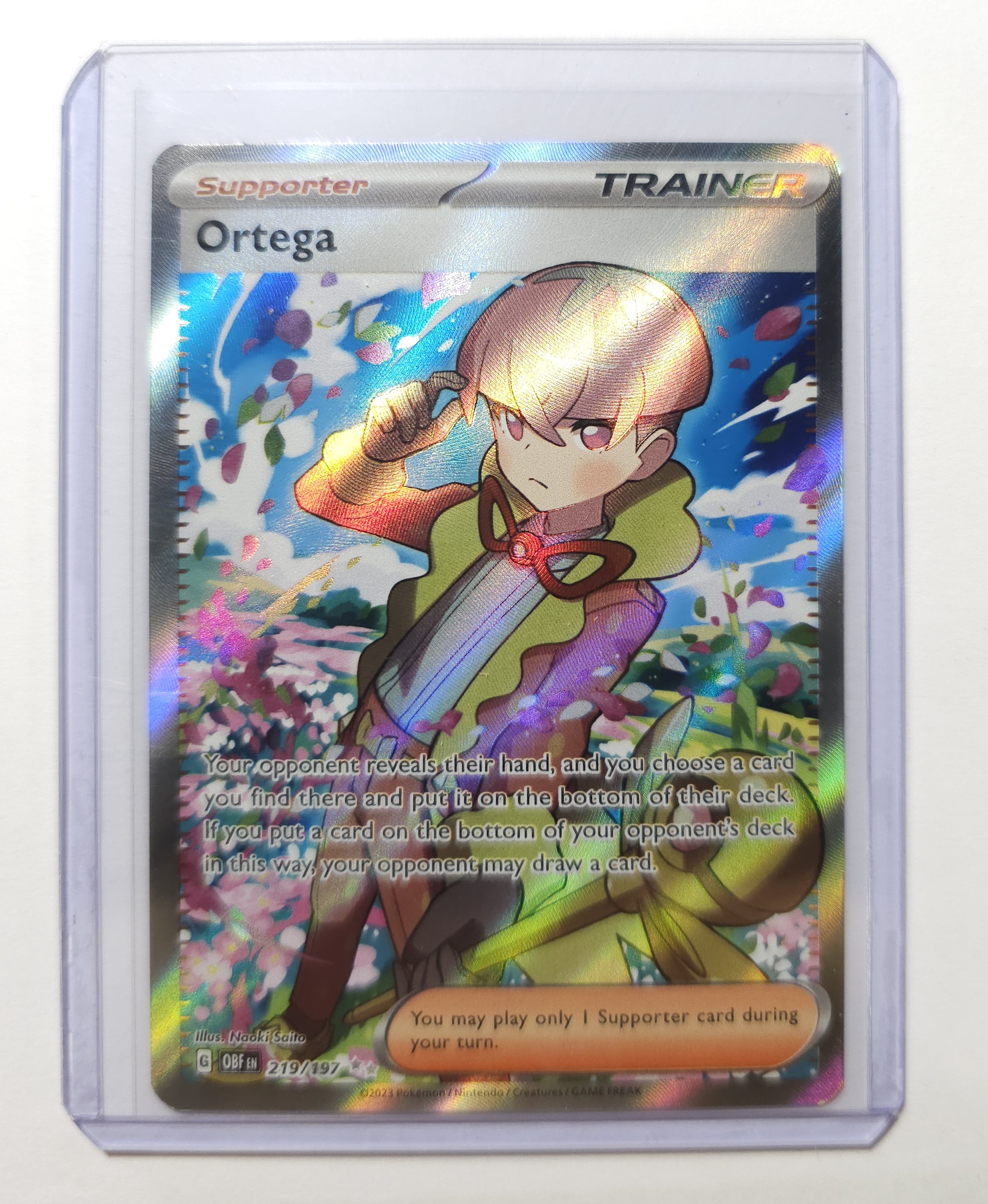 2023 Pokemon ORTEGA #219 Obsidian Flames DOUBLE RARE FULL ILLUSTRATION ...