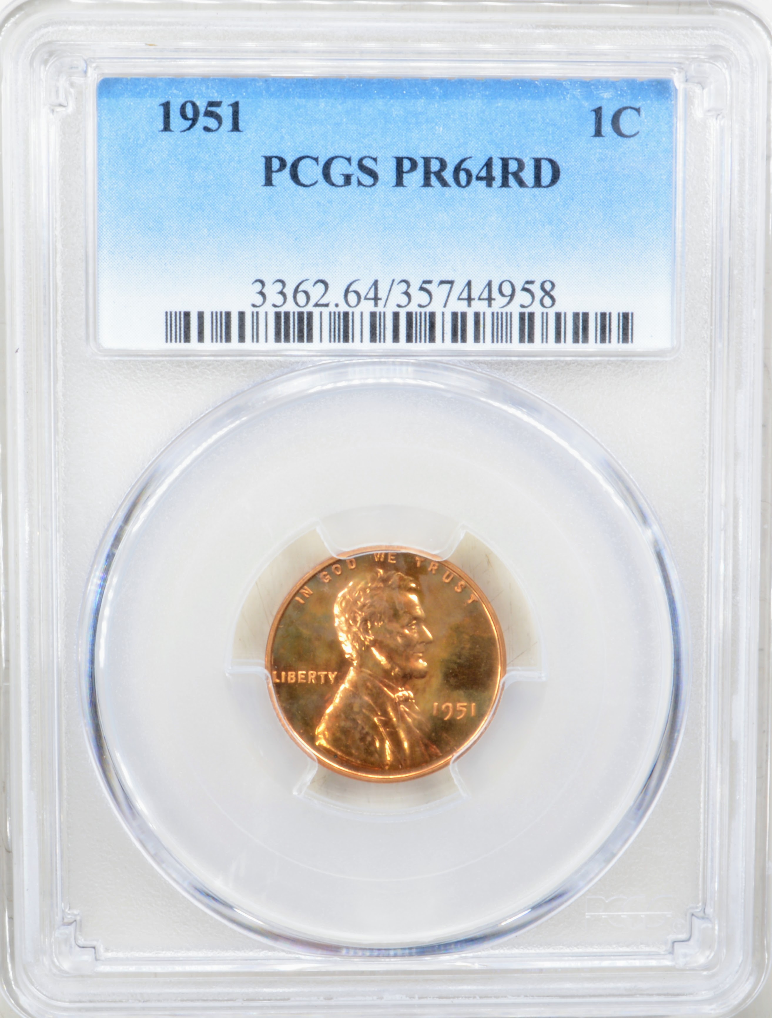 1951 Proof Lincoln Wheat Cent 1c - PCGS PR64 RD RED - PCGS Price Guide ...