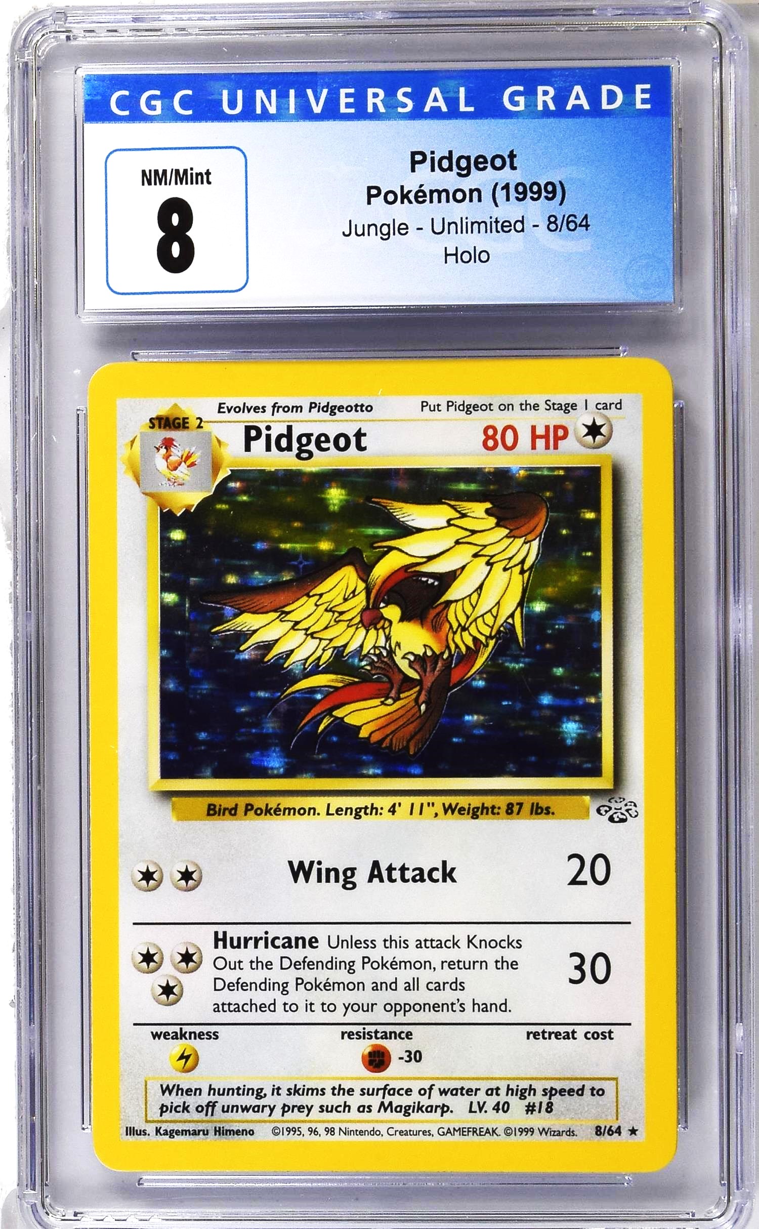 1999 Pokemon Jungle PIDGEOT #8 HOLO RARE - CGC 8 | Property Room