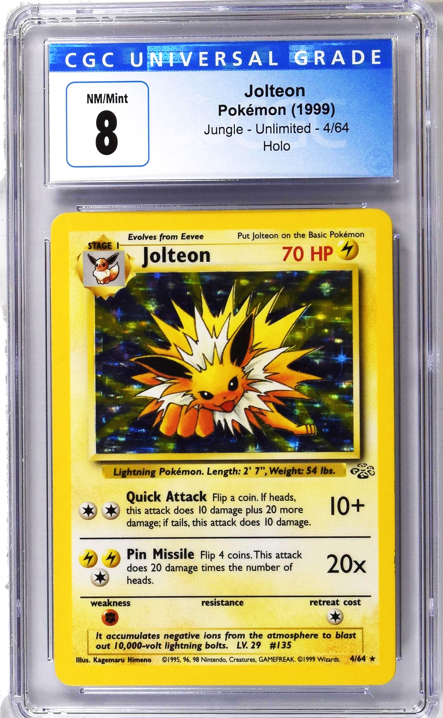 1999 Pokemon Jungle JOLTEON #4 HOLO RARE - CGC 8 | Property Room