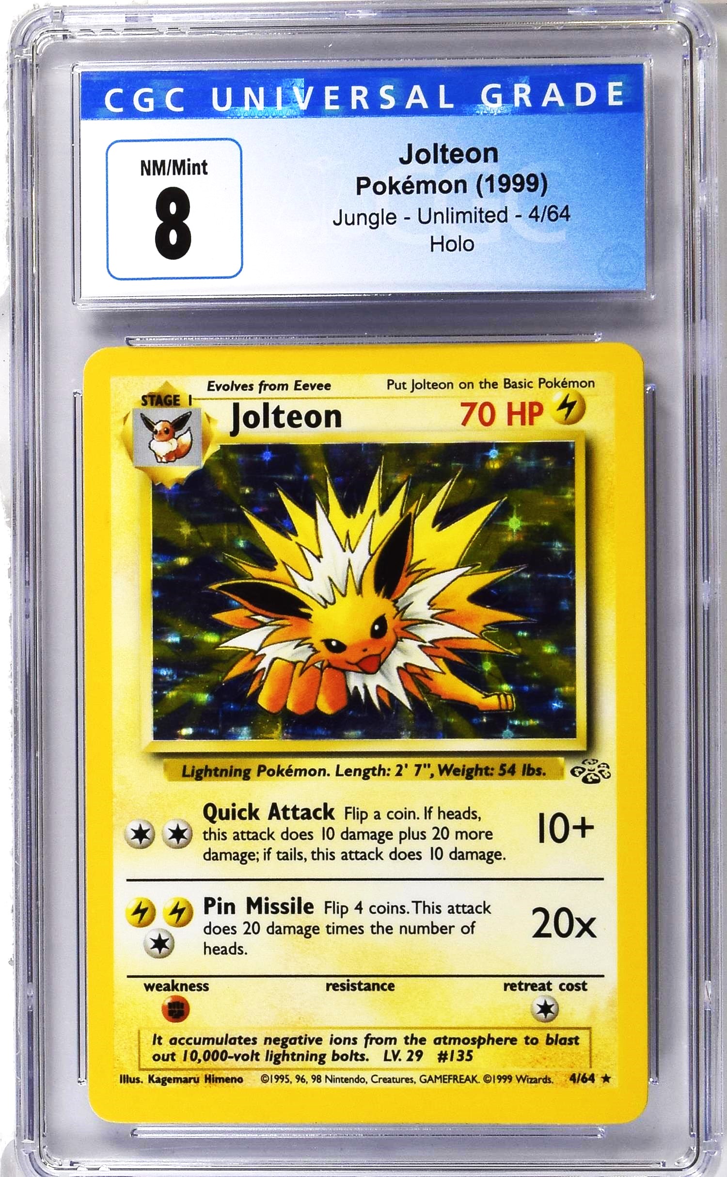 1999 Pokemon Jungle JOLTEON #4 HOLO RARE - CGC 8 | Property Room