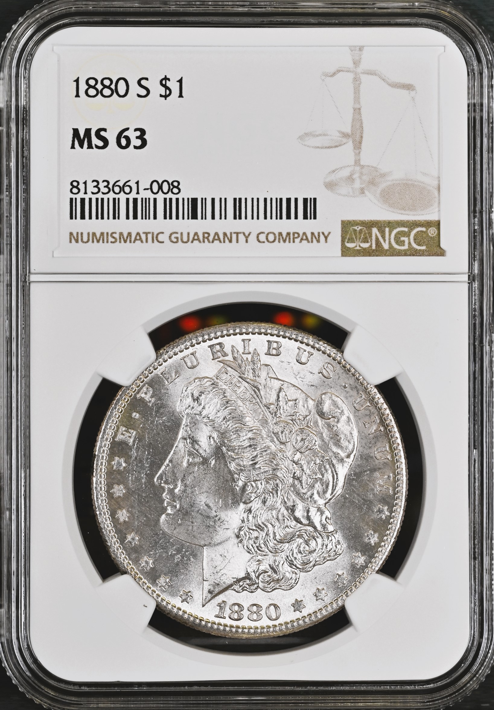 1880-S Morgan Dollar $1 - NGC MS63 - MAJOR CARTWHEEL! - NGC Price Guide $110.00 - Freshly Graded ...
