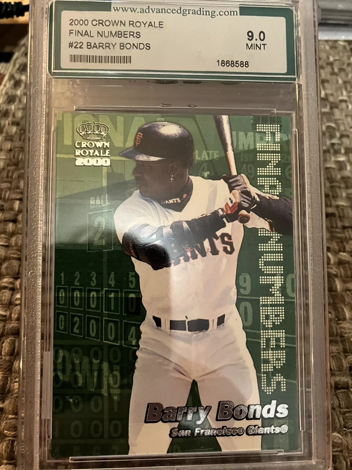 2000 Crown Royale Final Numbers #22 Barry Bonds AGS MINT 9 | Property Room