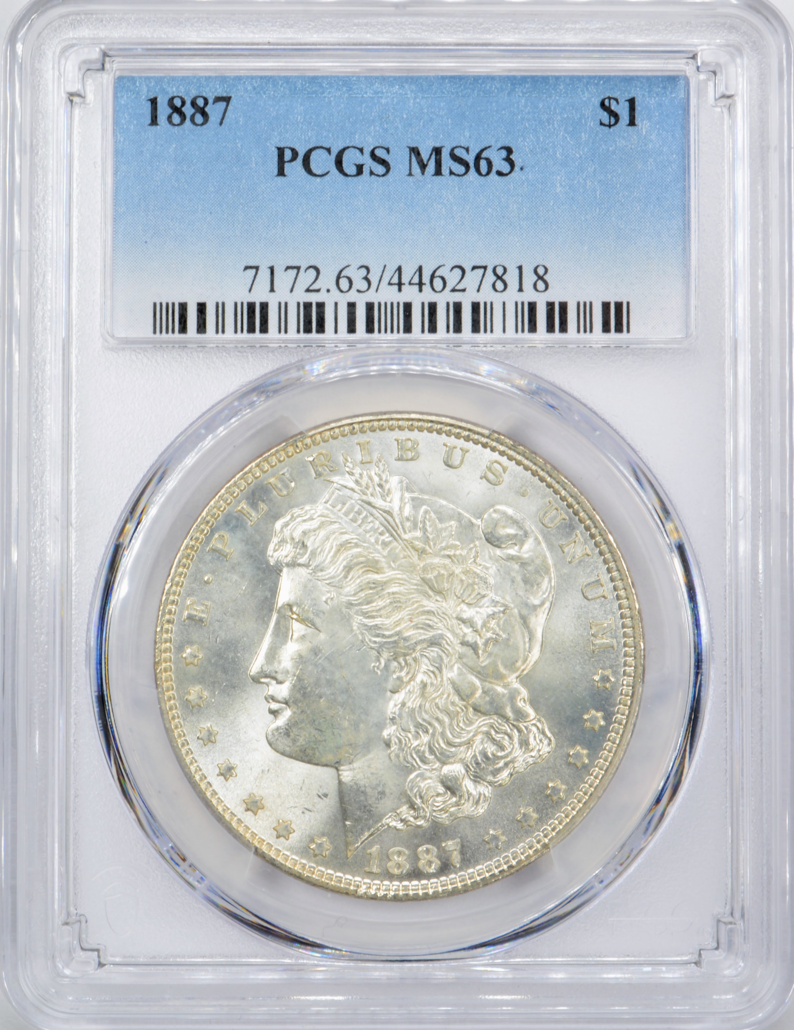 1887-P Morgan Silver Dollar $1 - PCGS MS63 - Beautiful Coin! | Property Room