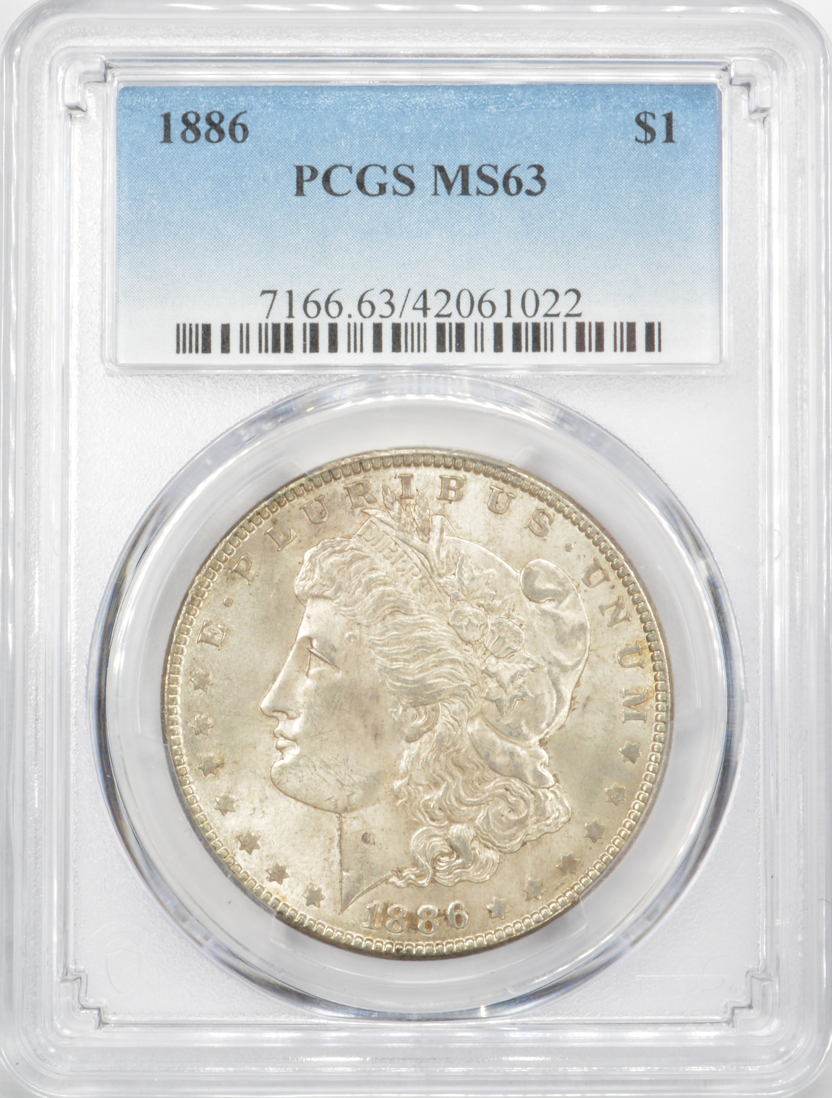 1886 Morgan Silver Dollar $1 - PCGS MS63 - Beautiful Coin! | Property Room