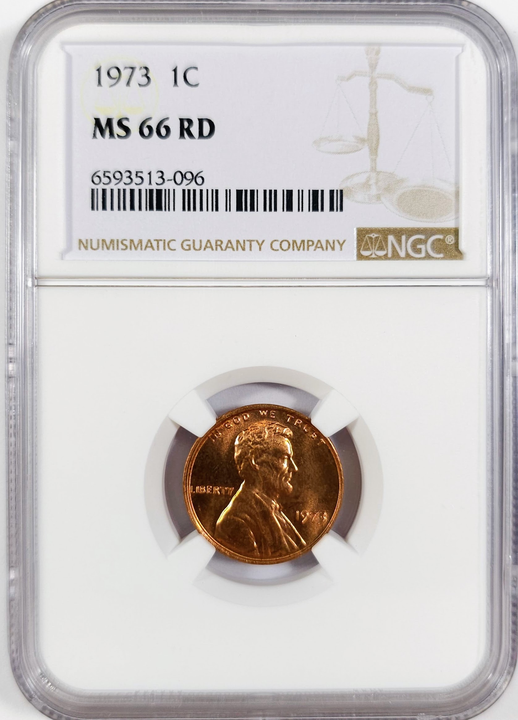 1973 Lincoln Memorial Cent 1c - NGC MS66 RD RED - NGC PRICE GUIDE $30. ...