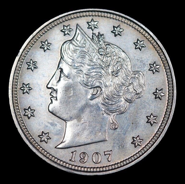 1907 Proof Liberty V Nickel 5c - Brilliant Uncirculated - Pretty Coin ...