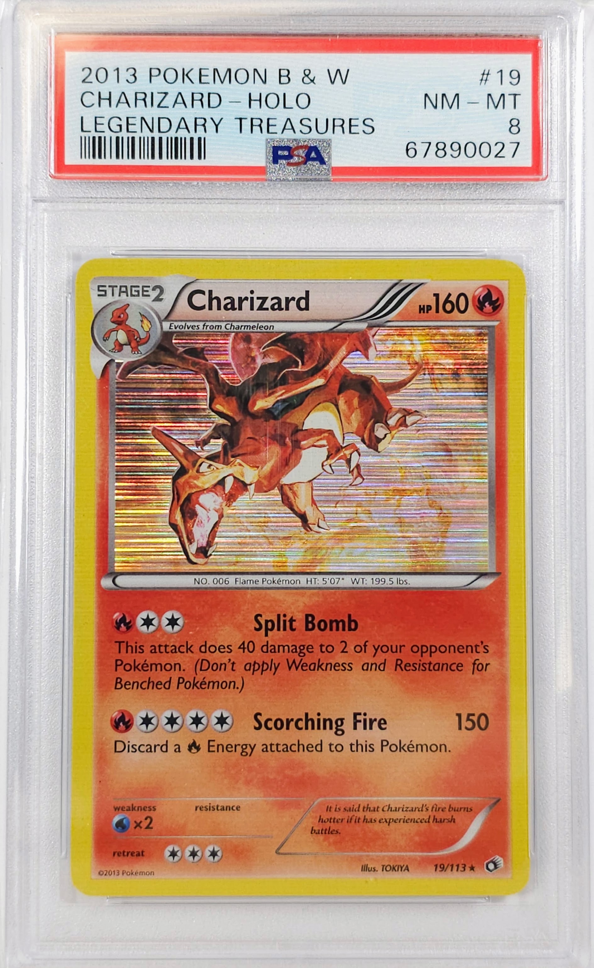 2013 Pokemon Legendary Treasures CHARIZARD HOLO #19 - PSA MINT 8 ...