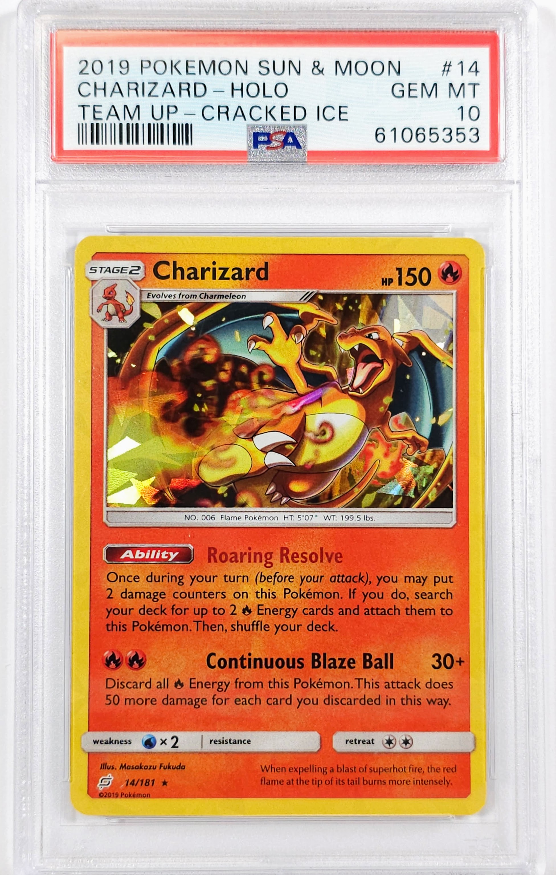 2019 Pokemon CHARIZARD HOLO #14 - Sun & Moon Team Up - CRACKED ICE ...