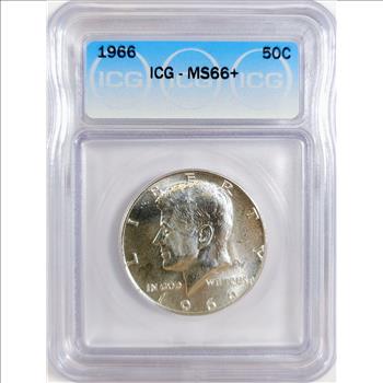 1966 Kennedy Half Dollar 50c - ICG MS66+ PCGS Price Guide $975.00 - Reserve is 70% lower than ...