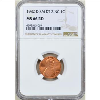1982-D Zinc Small Date Lincoln Memorial Cent 1c - NGC MS66 RD RED - NGC ...