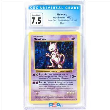 1999 Pokemon Base Set - Mewtwo #10 - SHADOWLESS - HOLO RARE - CGC 7.5 ...