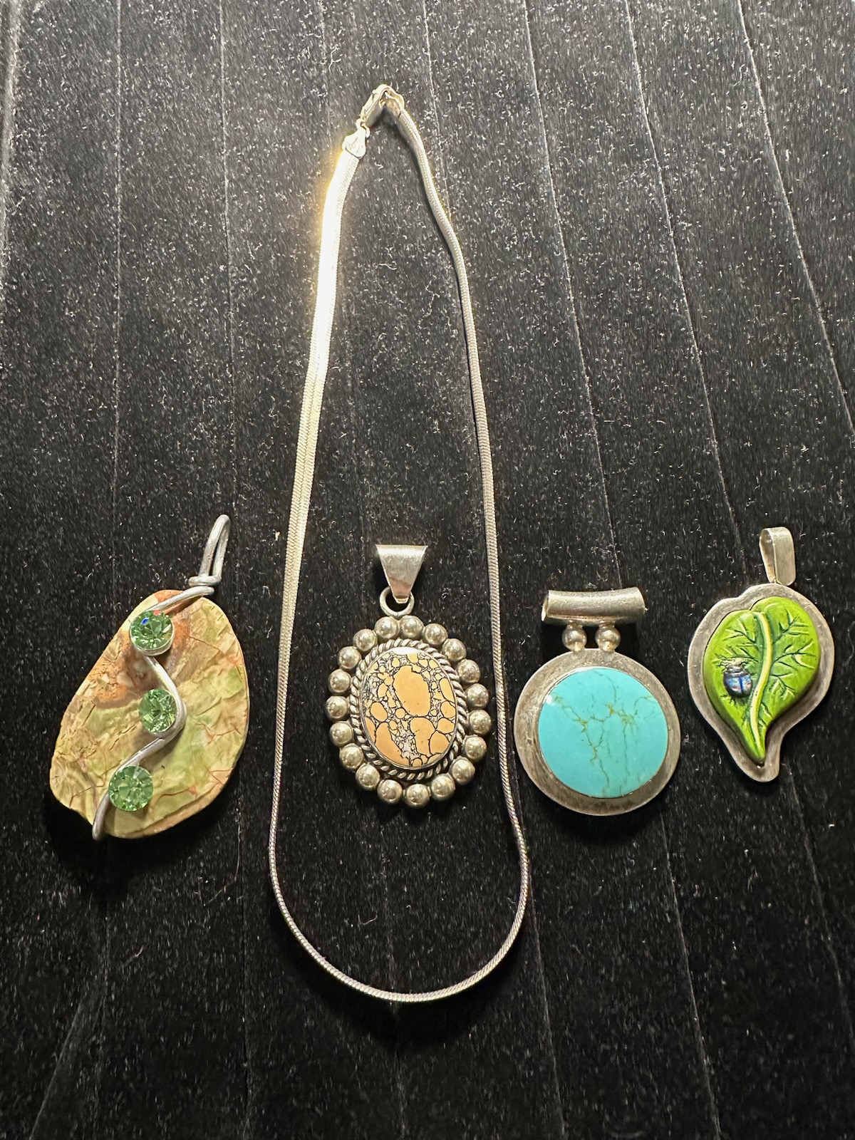 Sterling Silver 16" Necklace with four interchangeable pendants ...