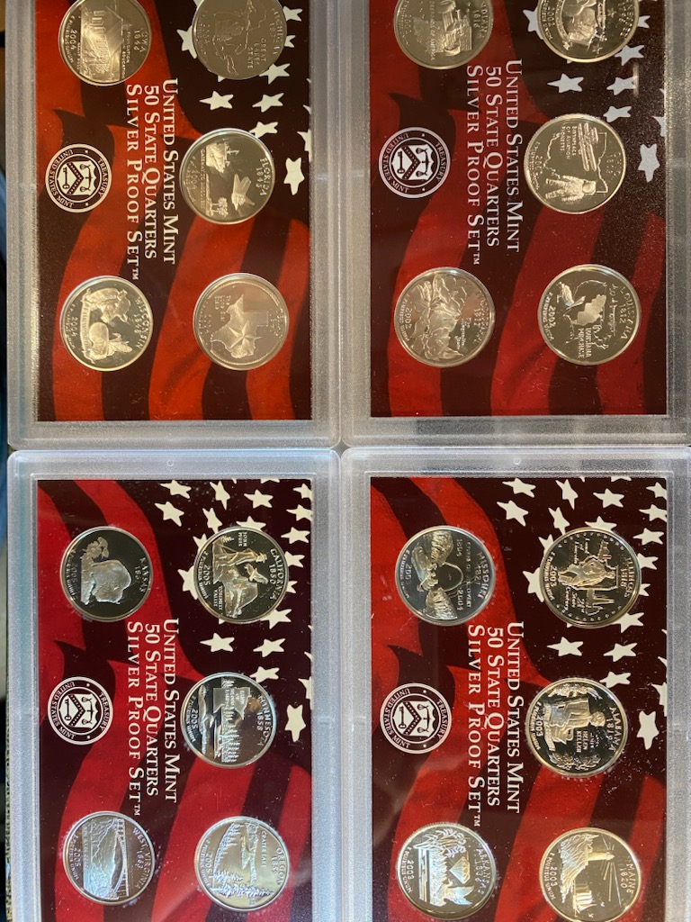 2002-S, 2003-S, 2004-S, 2005-S Silver Proof Set 5pc Coin Set | Property ...