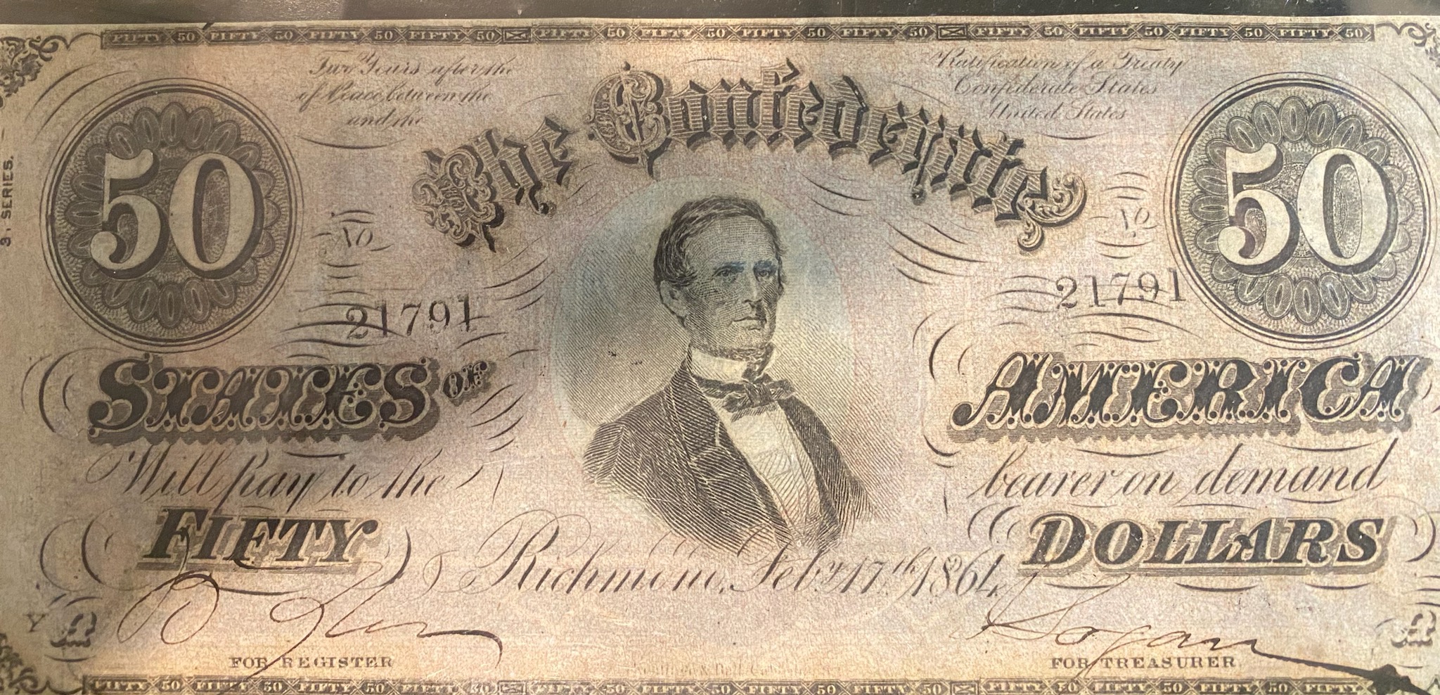 The Confederate State of America Fifty Dollar Note | Property Room