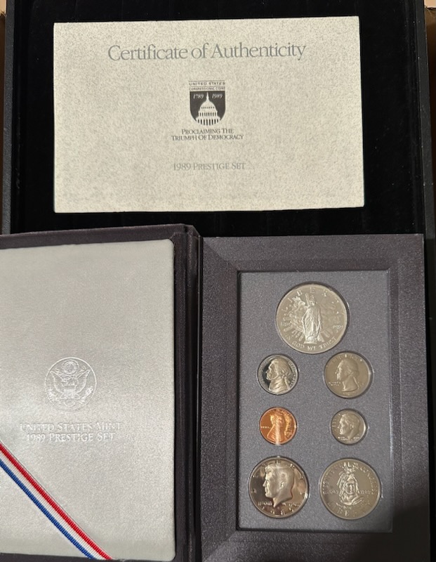 1989 Prestige Set Including the Congressional Silver Dollar and Half ...