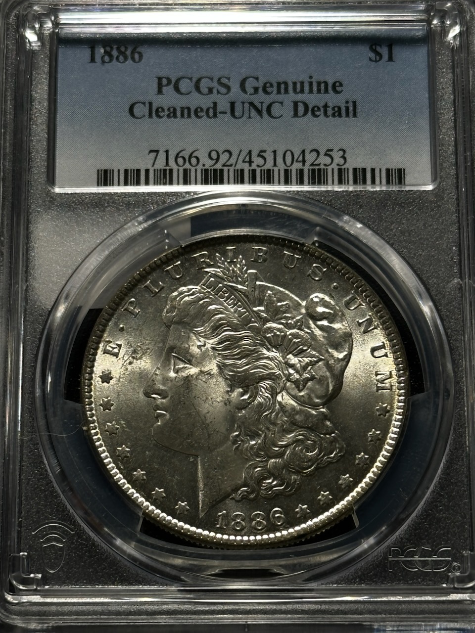 1886-P Morgan Dollar PCGS Genuine Cleaned Uncirculated Details - Coin ...