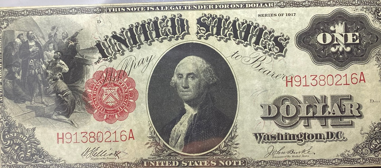 1917 One Dollar Washington Legal Tender Currency Note | Property Room