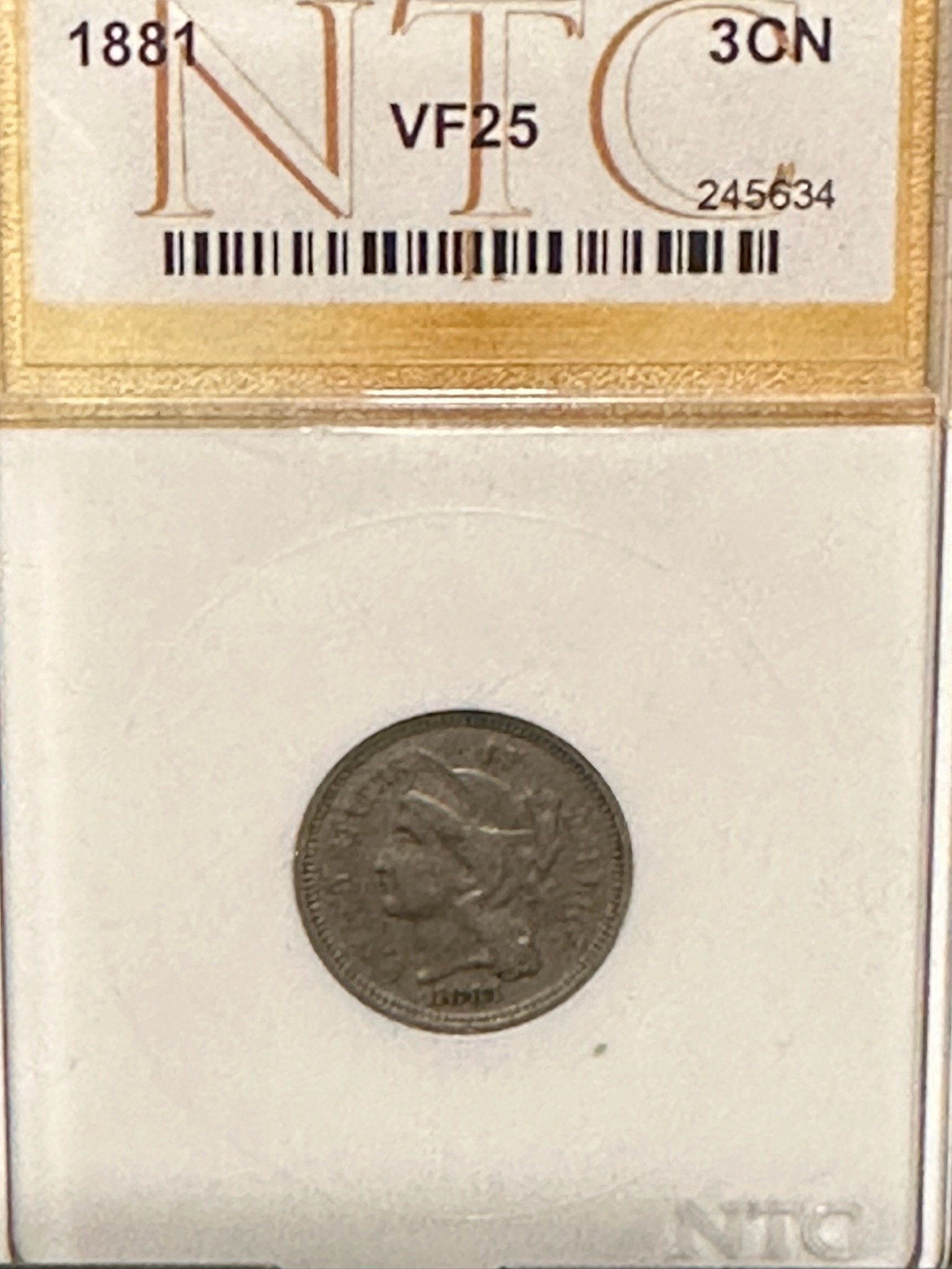 1881 NTC VF25 3CN - Coin | Property Room