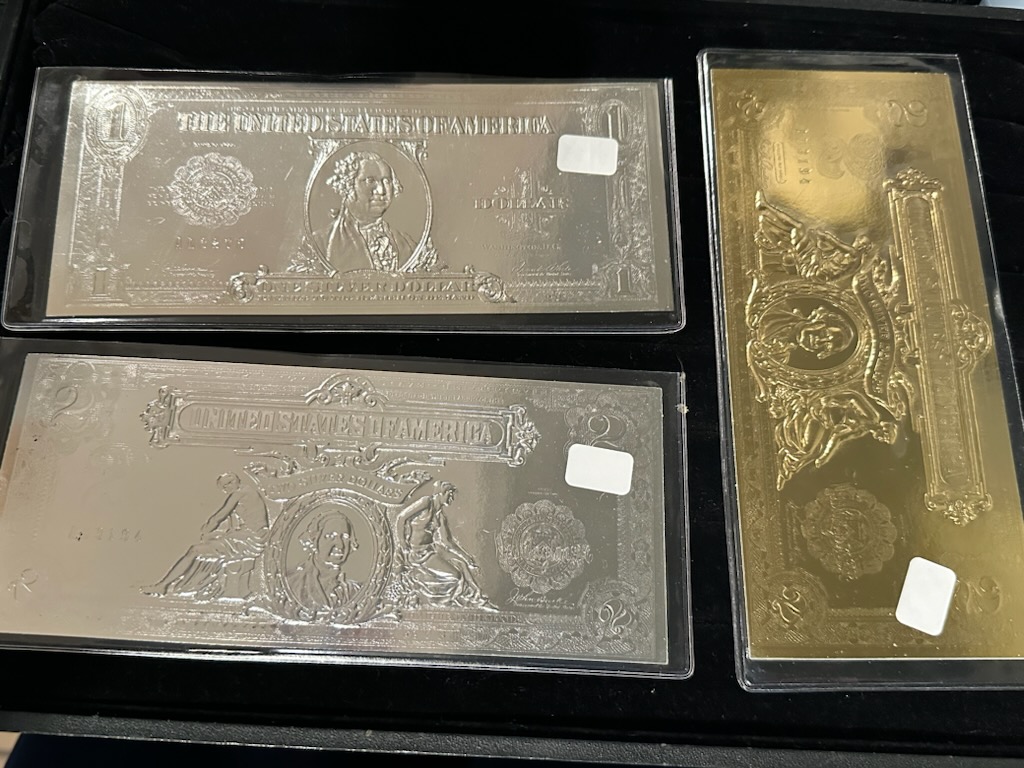 7 pc Lot of Silver and Gold Foil Replica's of Rare U.S. Notes ...