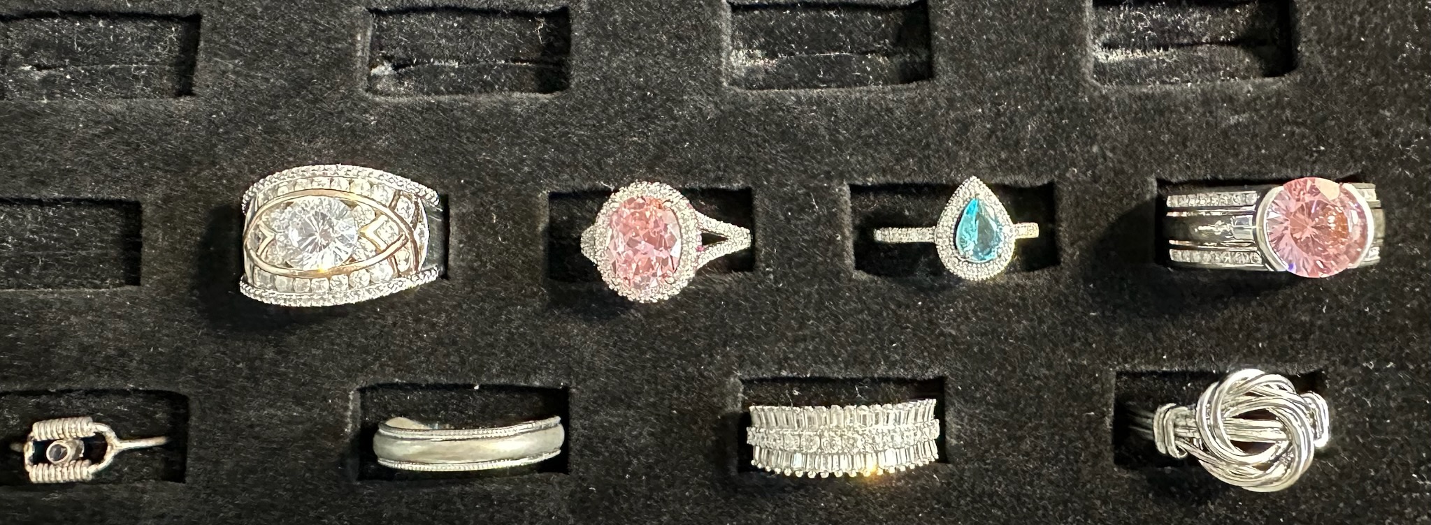 8 pc Ring Lot Various Sizes (5-7 includes half sizes), Various Stones ...