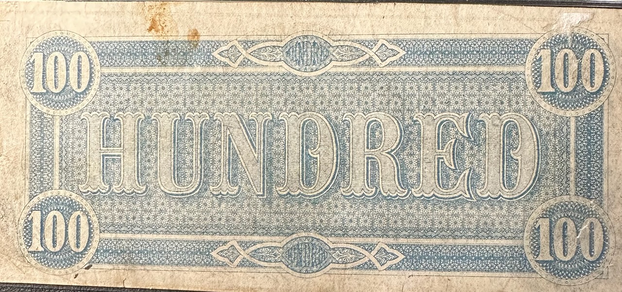 The Confederate States of America Richmond One Hundred Dollar Note ...