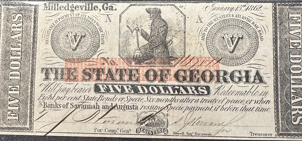 The State of Georgia (Midgeville, GA) Five Dollar Note | Property Room