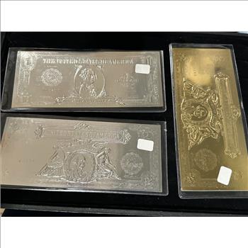 7 pc Lot of Silver and Gold Foil Replica's of Rare U.S. Notes ...