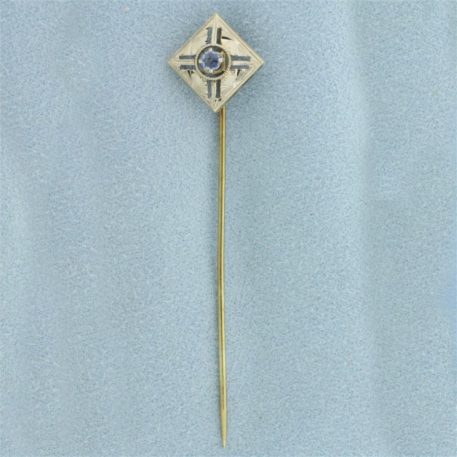 Antique Art Deco Sapphire Stick Pin in 14k White and Yellow Gold ...