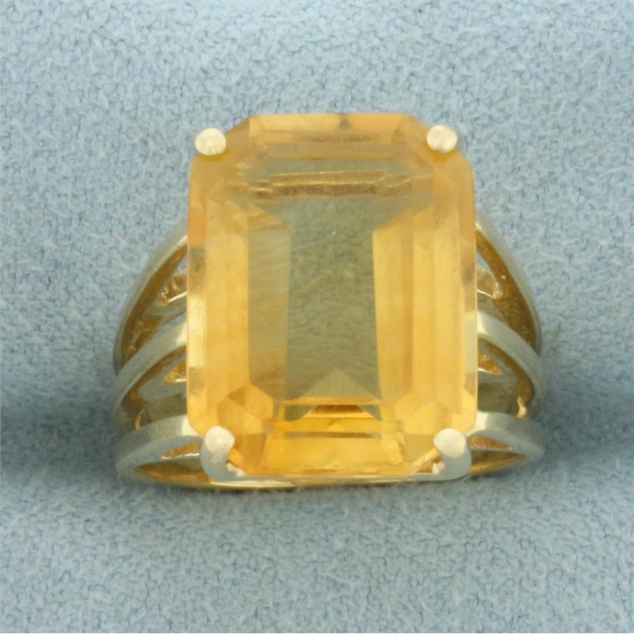 Citrine Solitaire Statement Ring in 14k Yellow Gold | Property Room