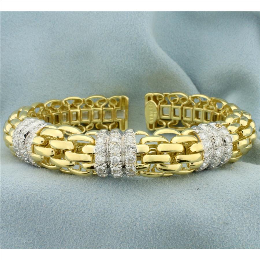 Designer 3ct TW Diamond Ivan & Co. Panther Link Bangle Bracelet in 18K ...
