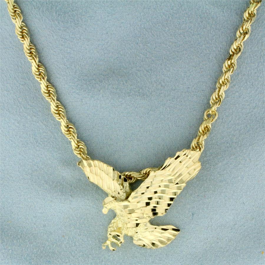 Diamond Cut American Eagle Necklace in 10K Yellow Gold | Property Room