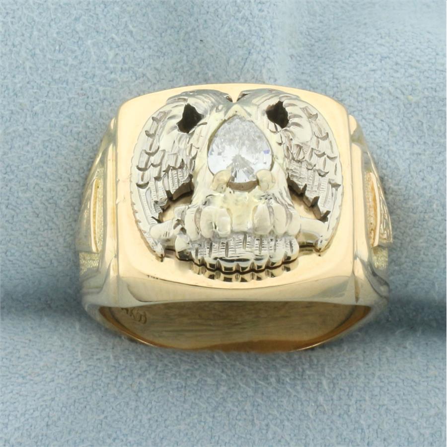 Diamond Mason 32nd Degree Scottish Rite Ring in 14k Yellow Gold ...