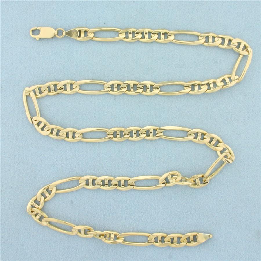 Italian Made 21 Inch Figaro Style Chain Necklace in 14K Yellow Gold ...