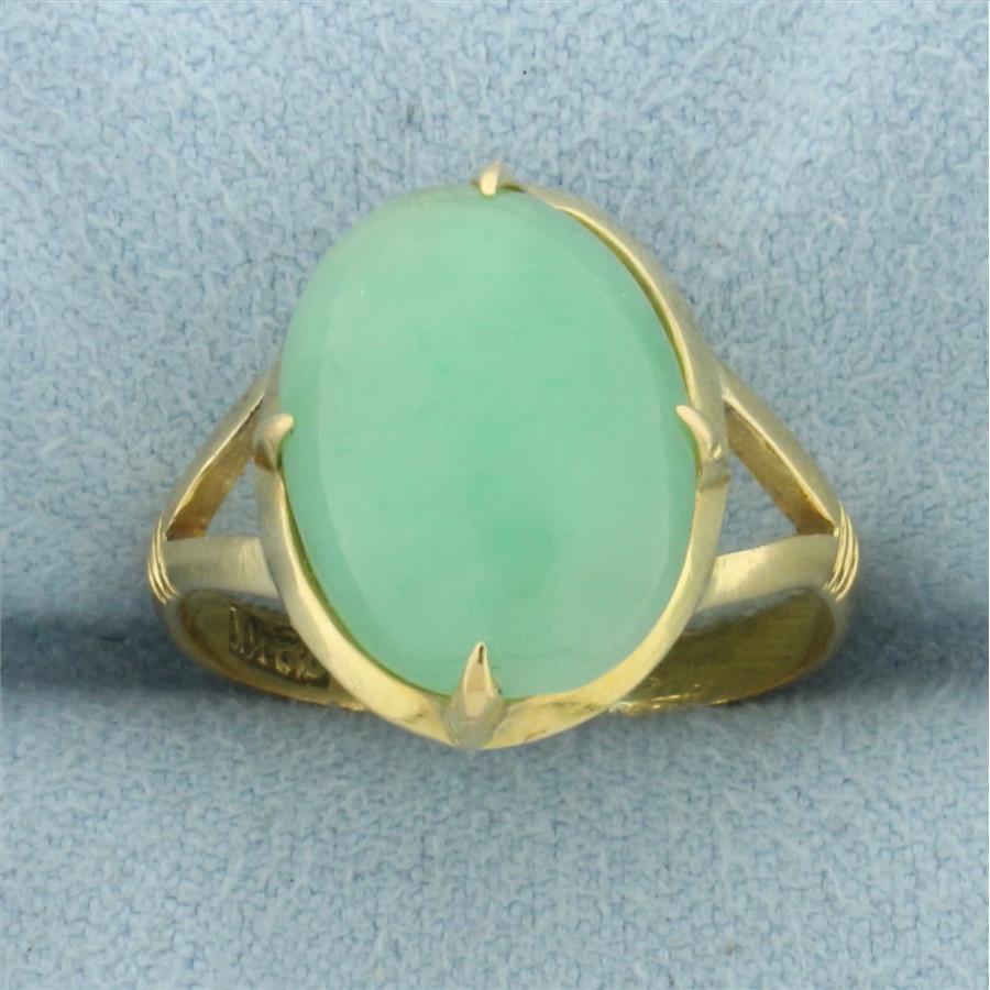 Jade Split Shank Solitaire Ring in 22k Yellow Gold | Property Room