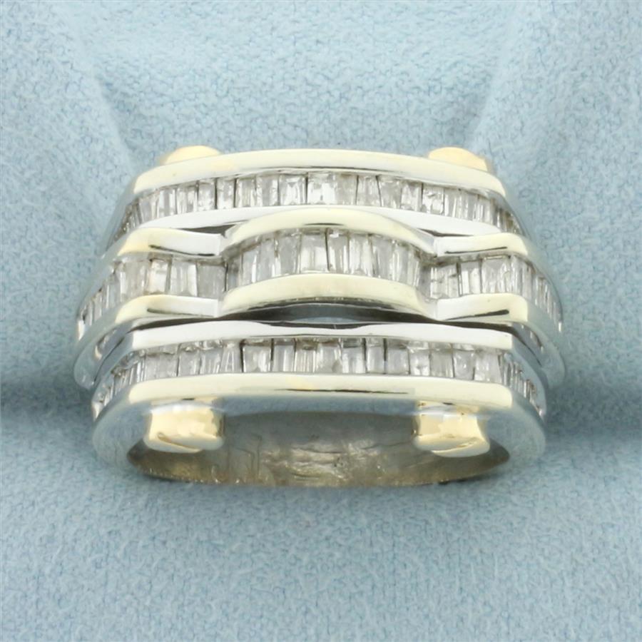 Mens Baguette Diamond Screw Design Ring in 14k Yellow and White Gold ...