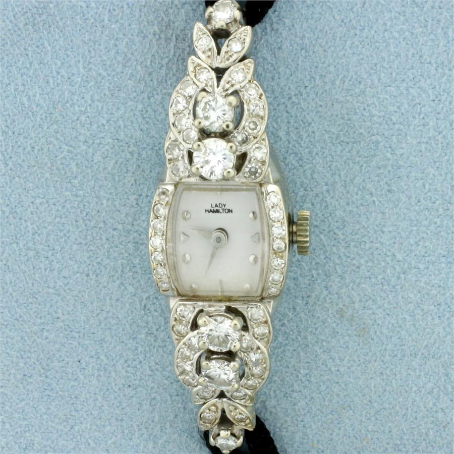 Vintage Lady Hamilton Diamond Watch in 14k White Gold | Property Room