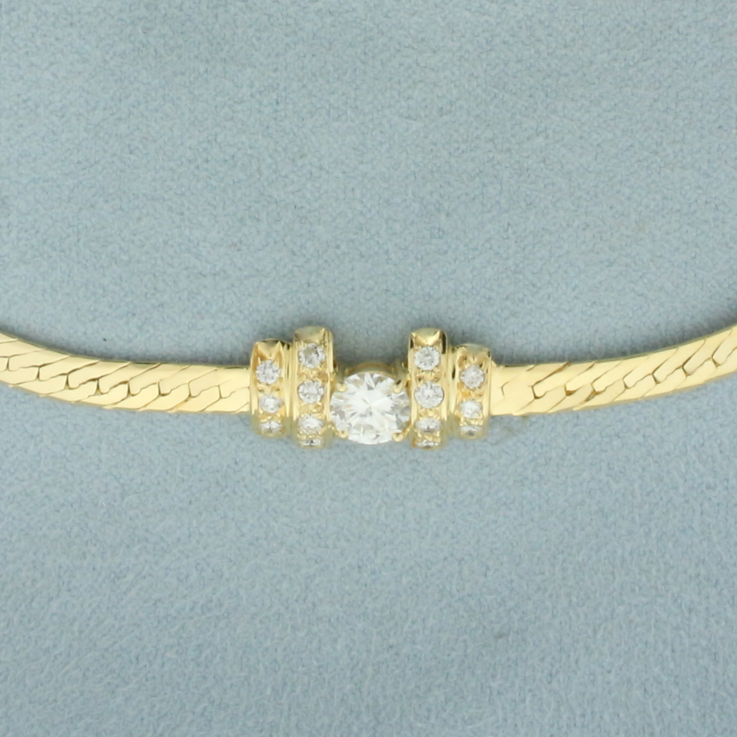 Diamond Herringbone Necklace in 10k Yellow Gold | Property Room