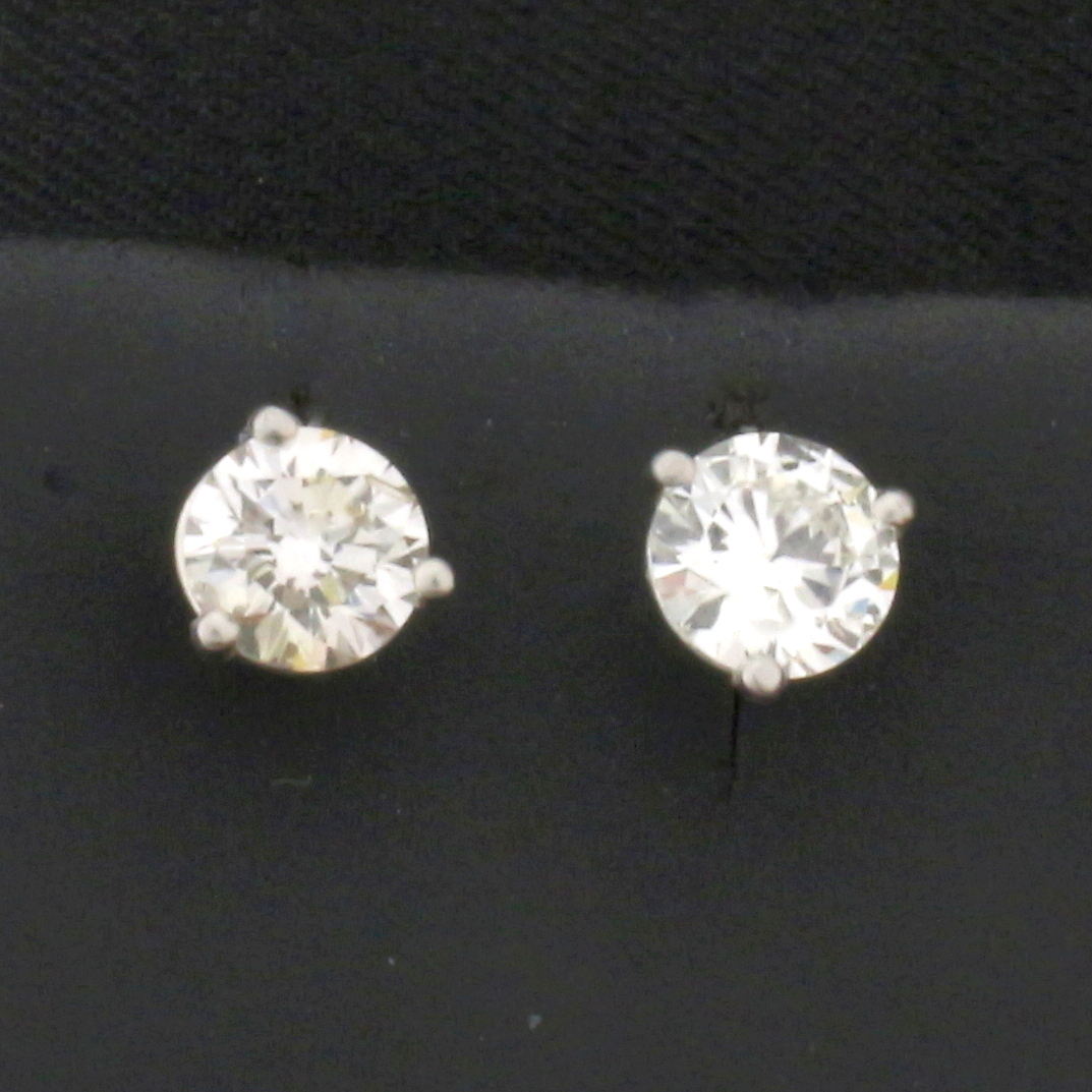 1.1CT TW Diamond Stud Earrings In Platinum Martini Settings | Property Room