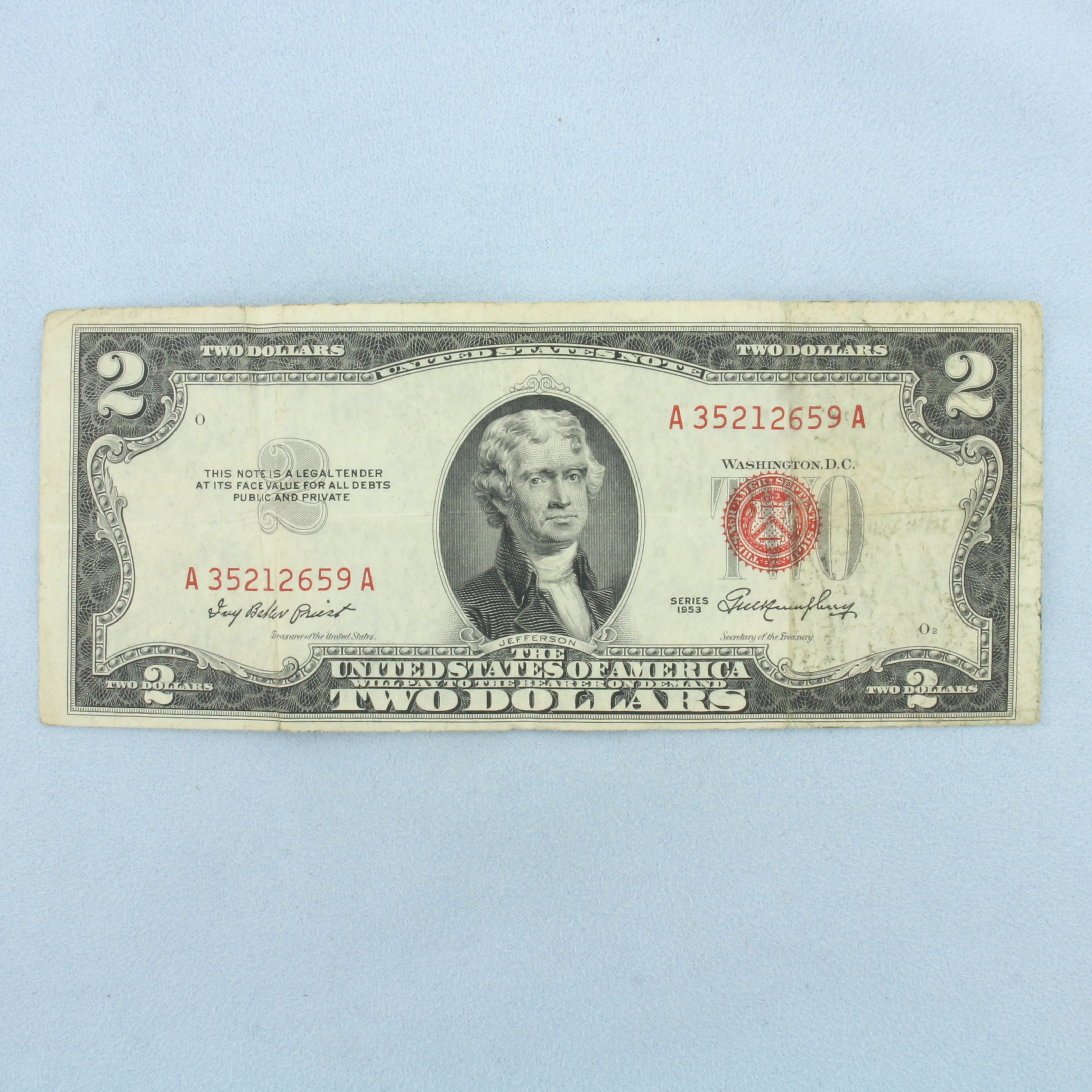 1953 $2 Red Note Bill | Property Room