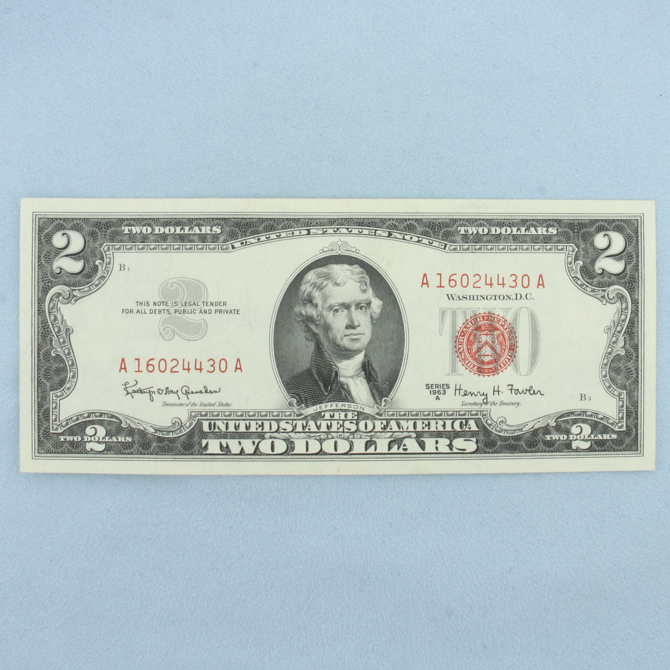 1953 or 1963 $2 Red Seal Federal Reserve Note Bill Crisp Uncirculated ...