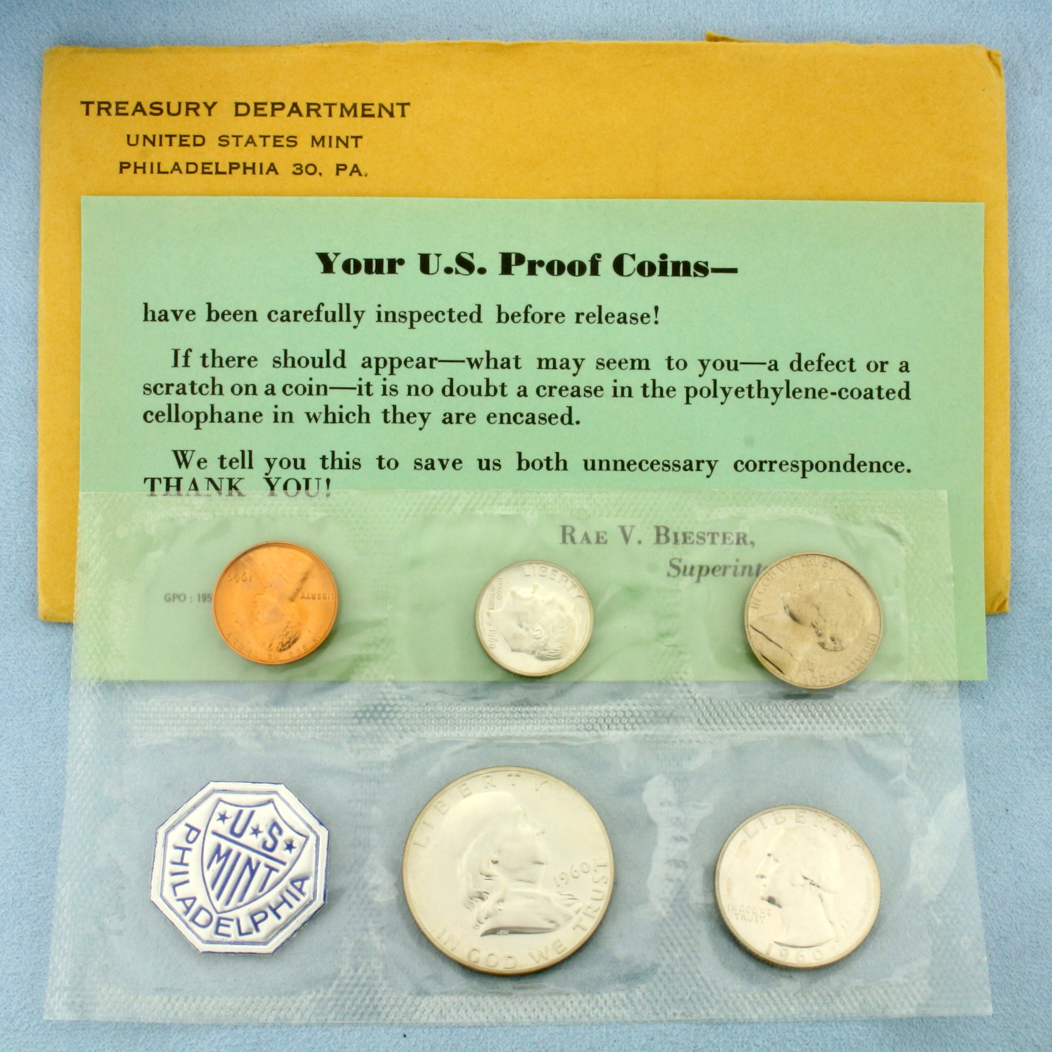 1960 US Mint Philadelphia Proof Coin Set OGP | Property Room