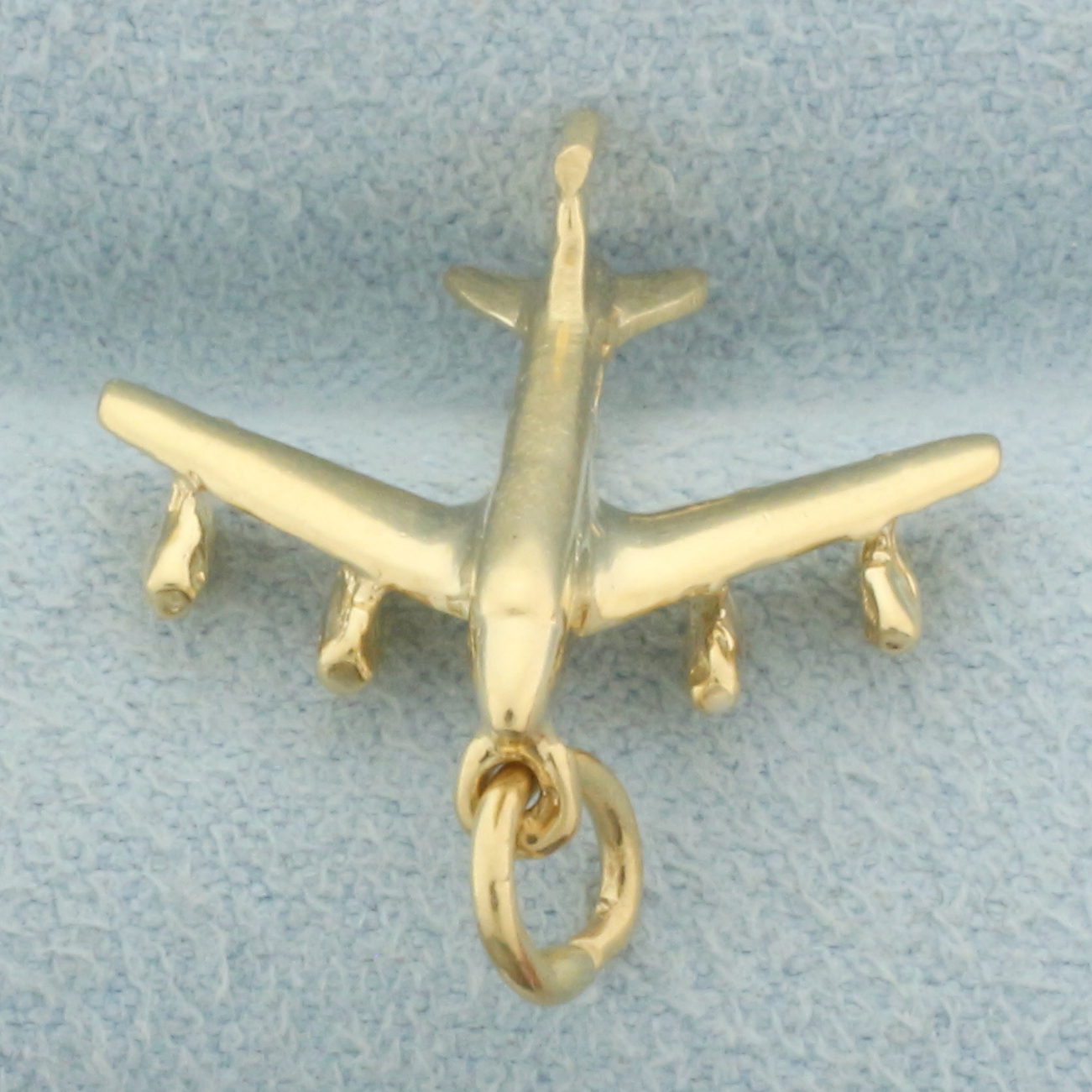 3-D Passenger Jet Airplane Charm in 14k Yellow Gold | Property Room