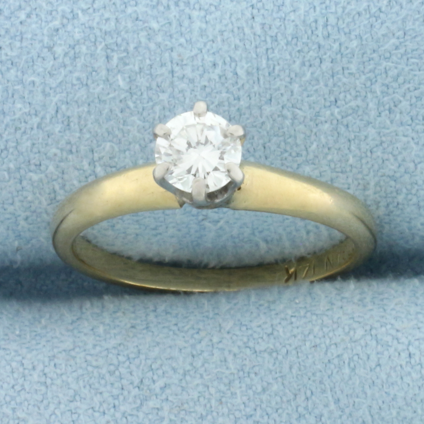Almost 1/2ct Solitaire Diamond Engagement Ring in 14k Yellow Gold ...